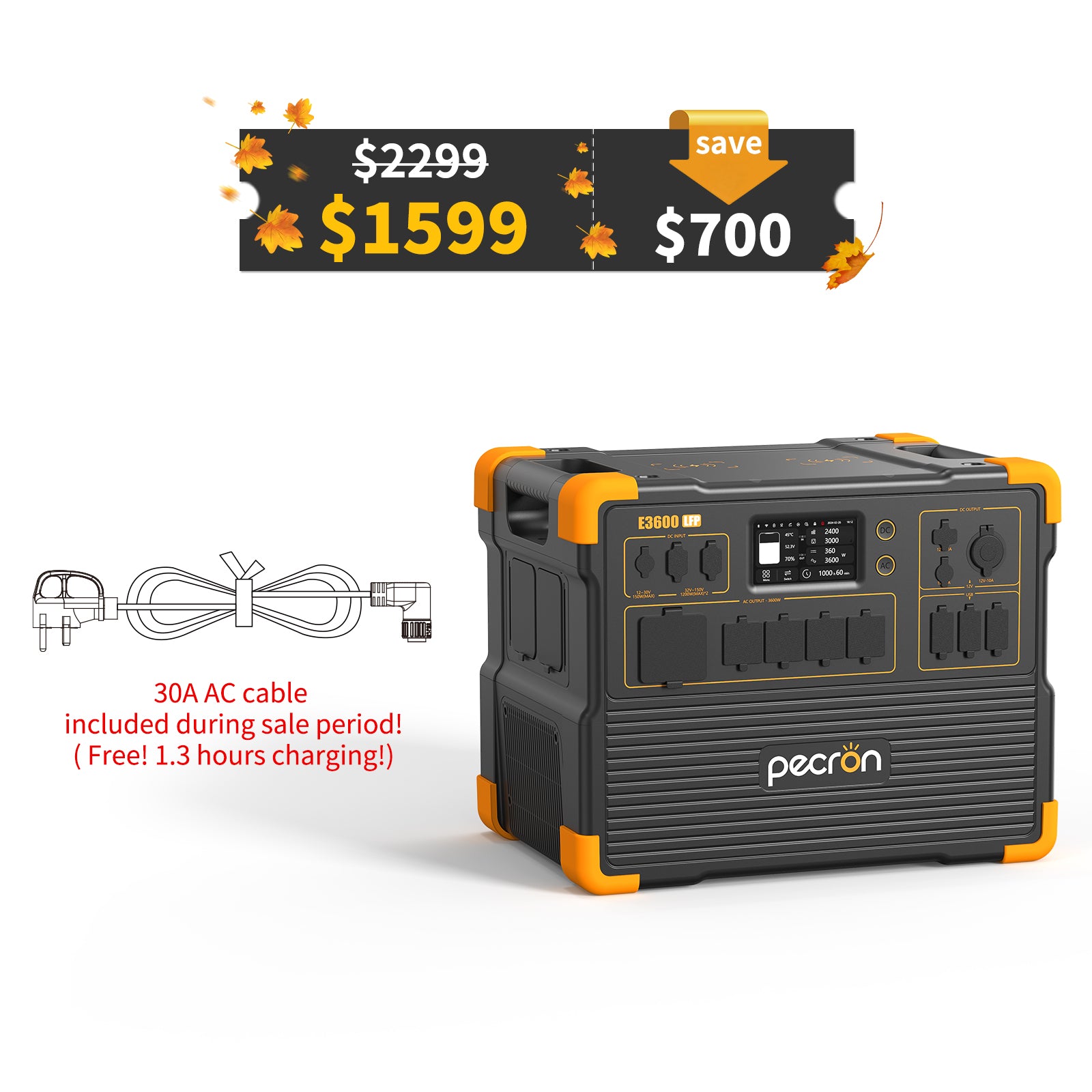 PECRON E3600LFP Portable Power Station 3600W 3072Wh